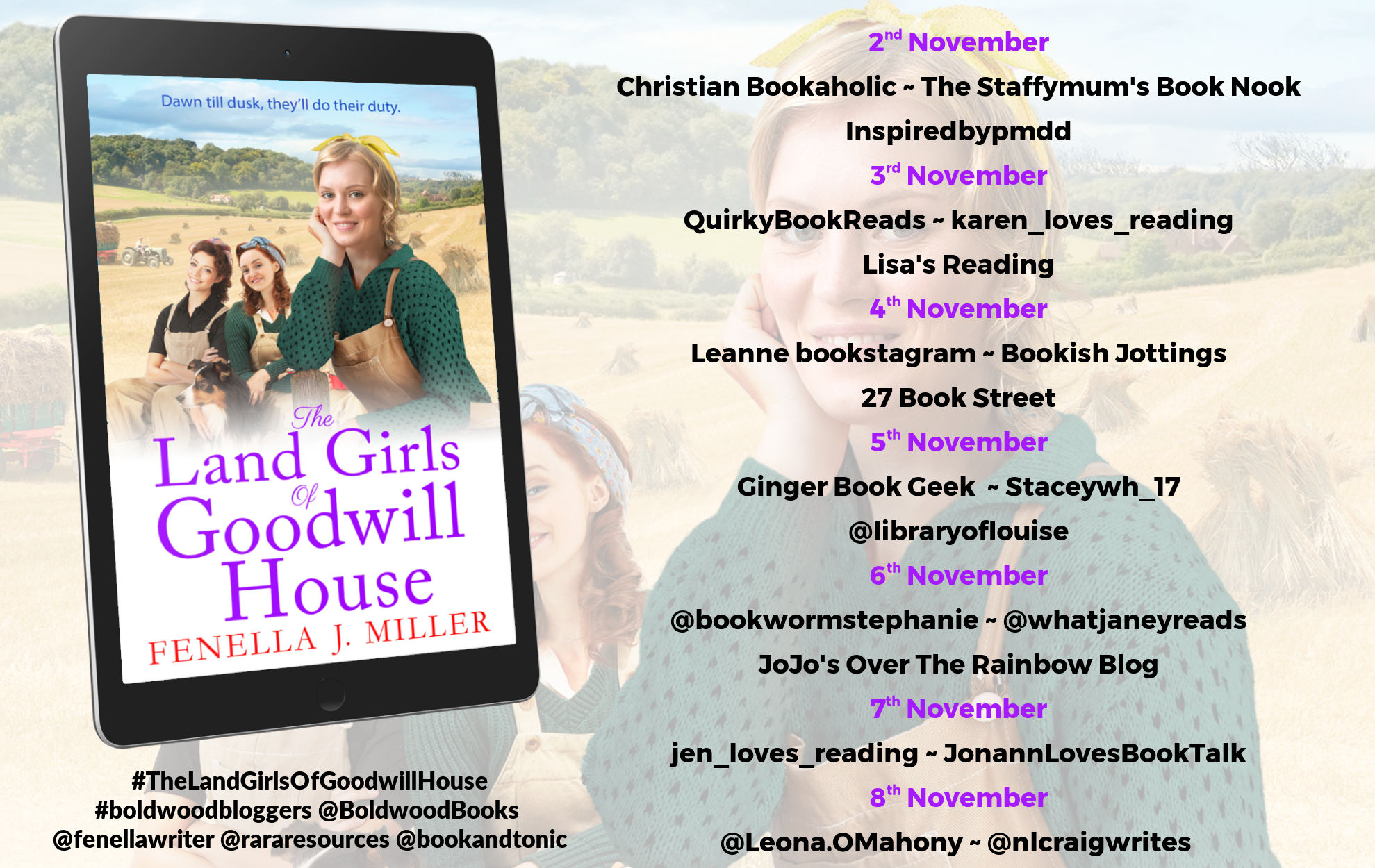 BlogTour for The Land Girls at Goodwill House by Fenella Miller ...