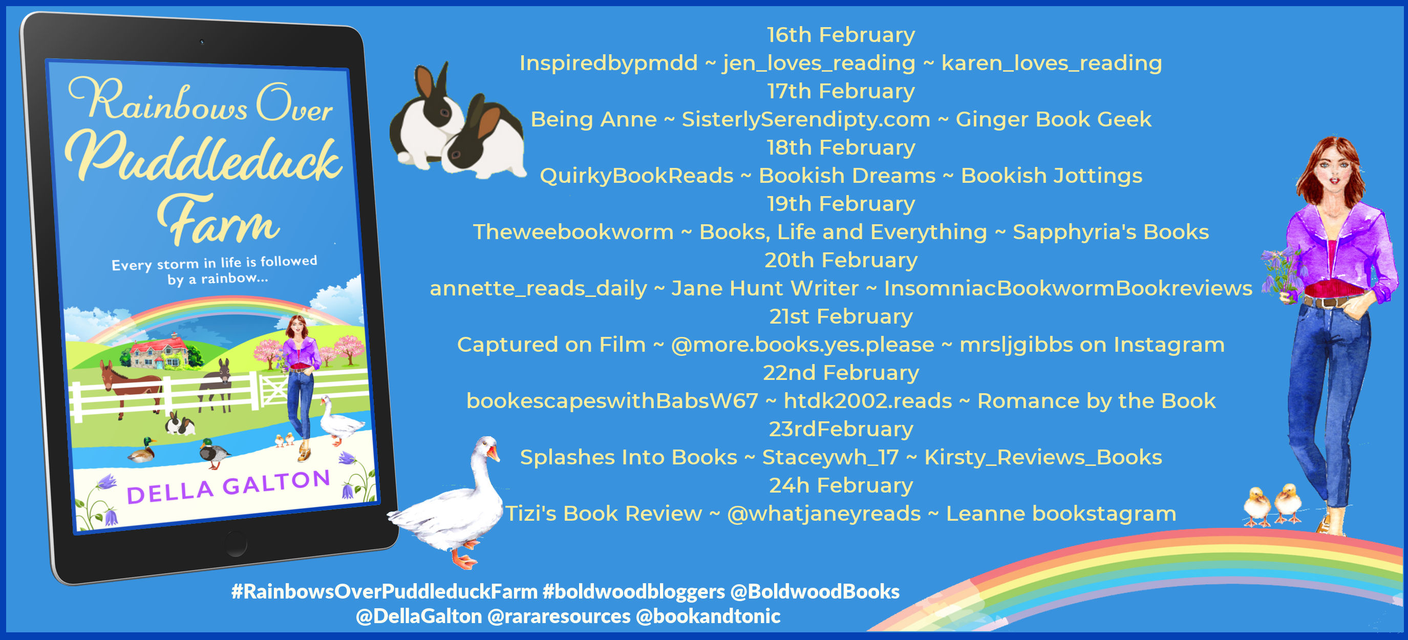 BlogTour for Rainbows over Puddleduck Farm by Author Della Galton ...